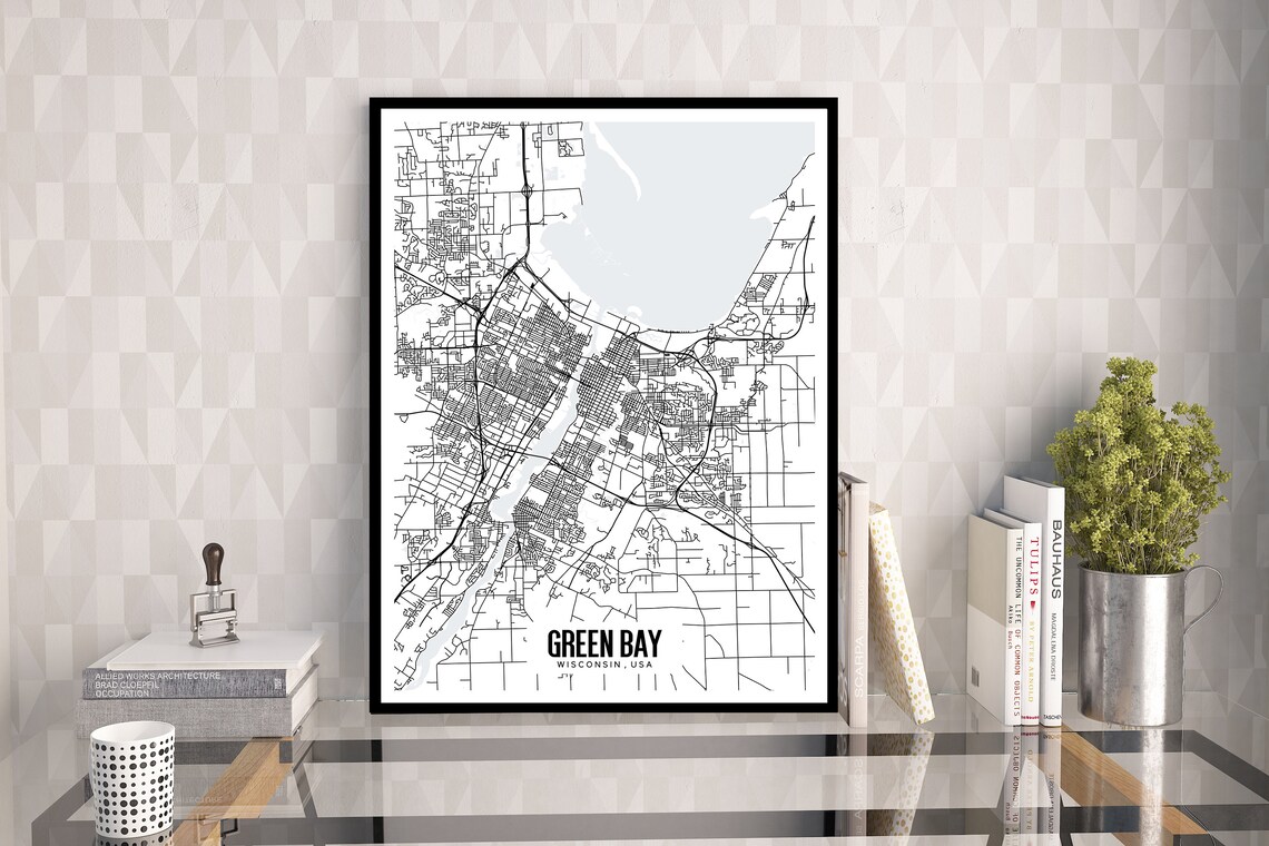 Green Bay Wisconsin Map Printable Printable Map for Office - Etsy