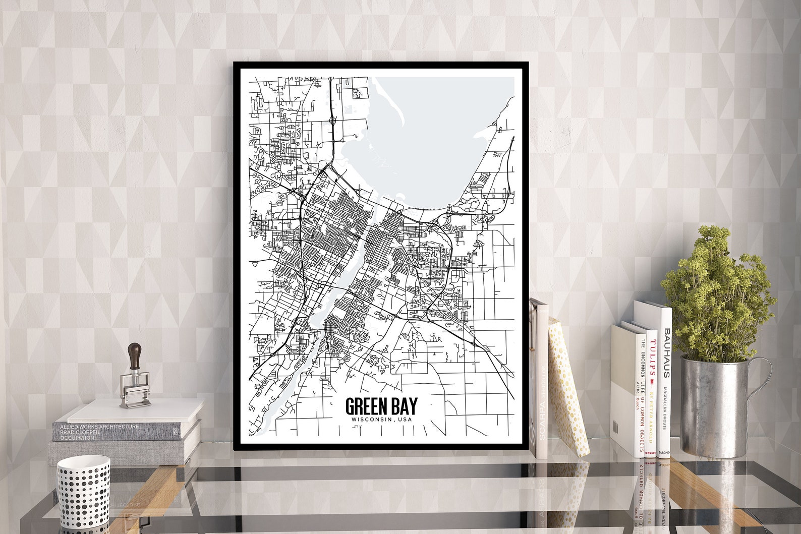 Green Bay Wisconsin Map Printable Printable Map for Office | Etsy