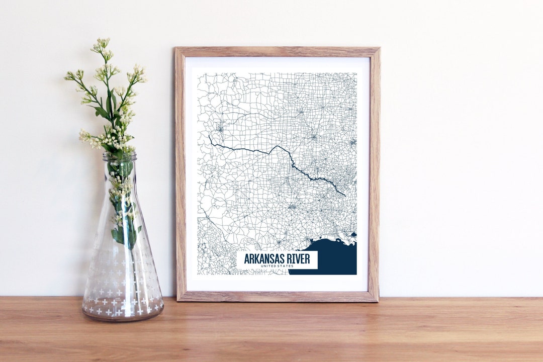 Arkansas River Printable Map Poster, Arkansas River Map, Arkansas River ...