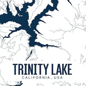 Trinity Lake Printable Map Trinity Lake California Wall Art - Etsy