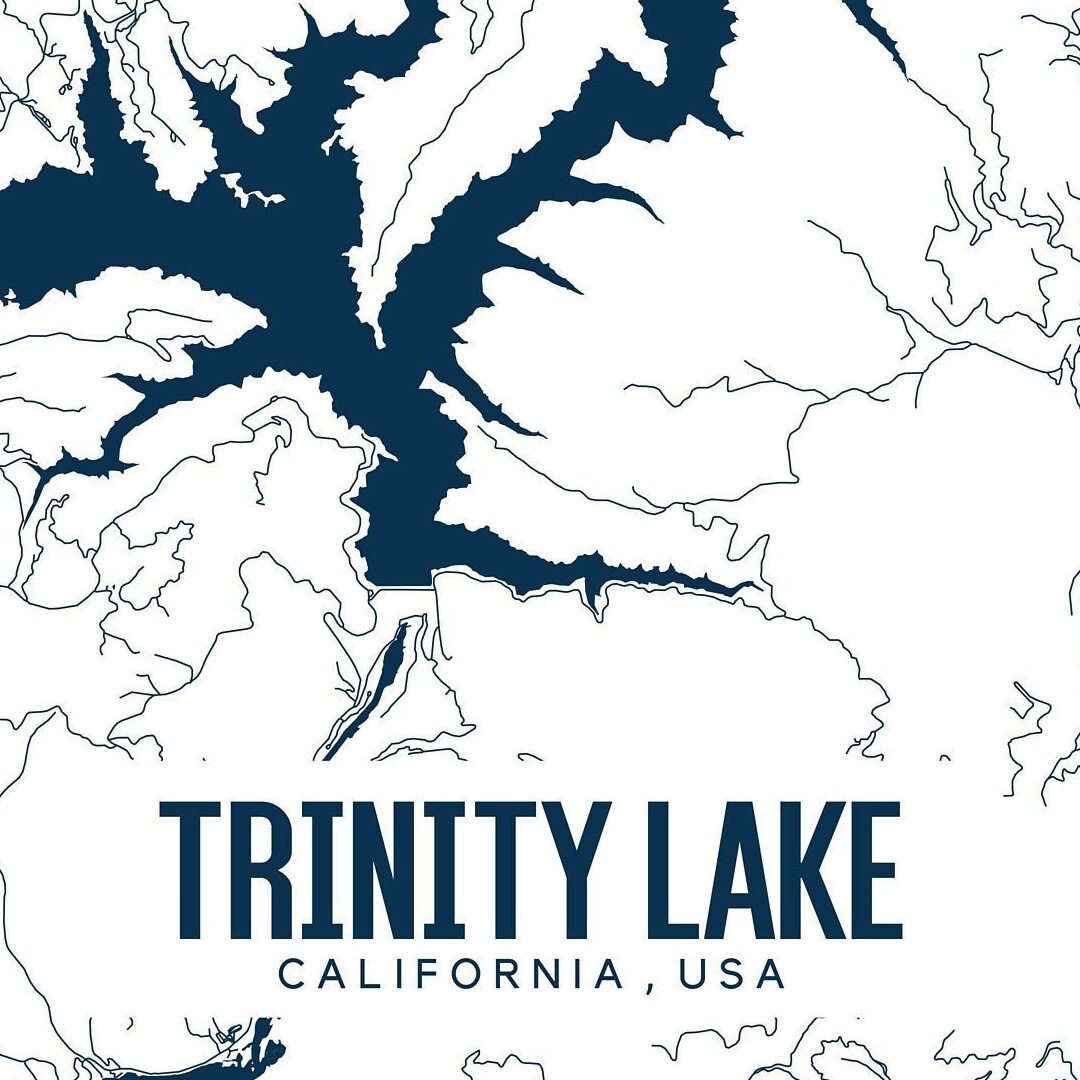Trinity Lake Printable Map Trinity Lake California Wall Art - Etsy