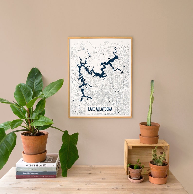 Lake Allatoona Georgia Printable Map Lake Allatoona Map Art - Etsy