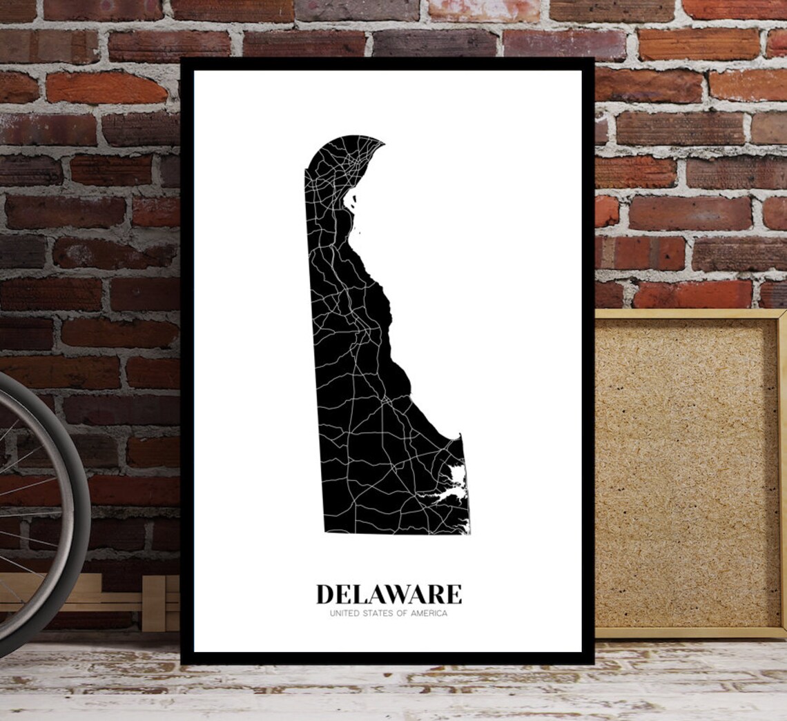Map of Delaware Printable Delaware Map Printable DE Decor | Etsy