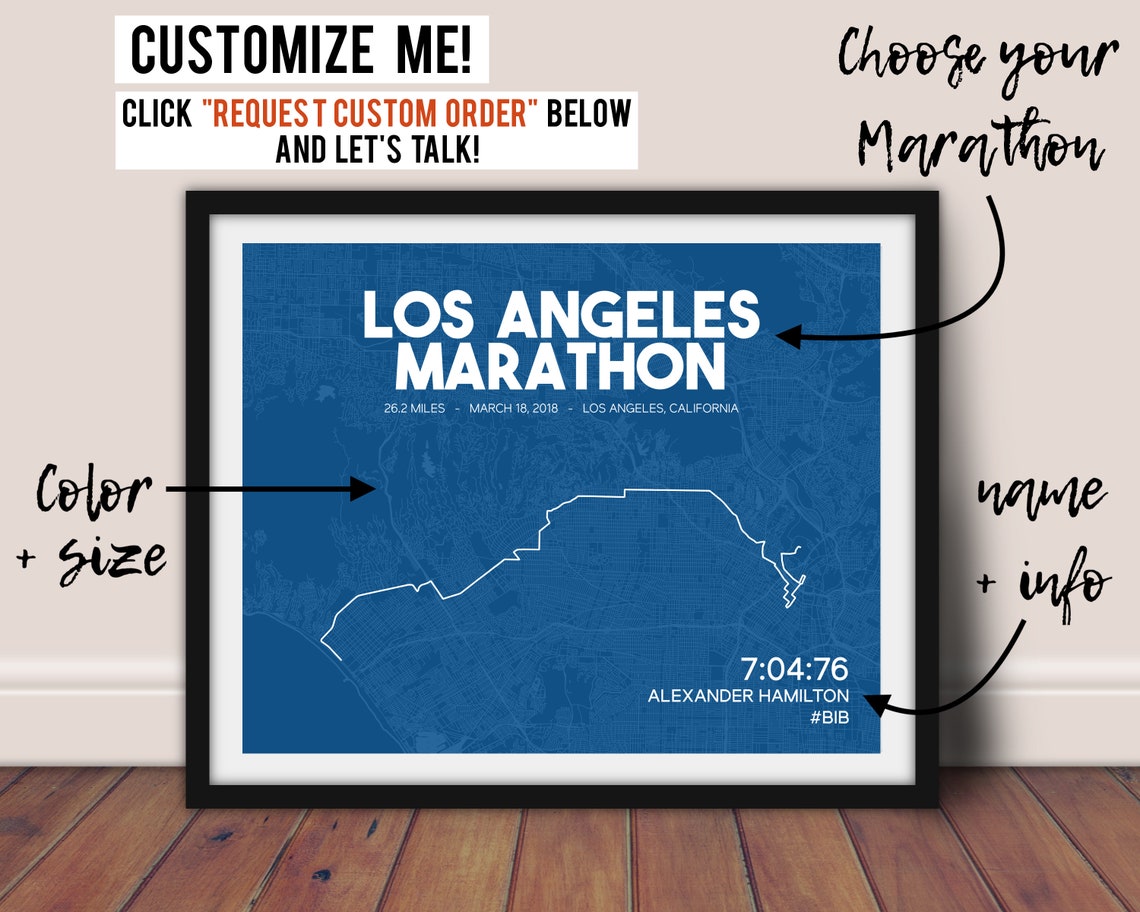 Los Angeles Marathon Course Map 2018 Marathon Printable Map | Etsy
