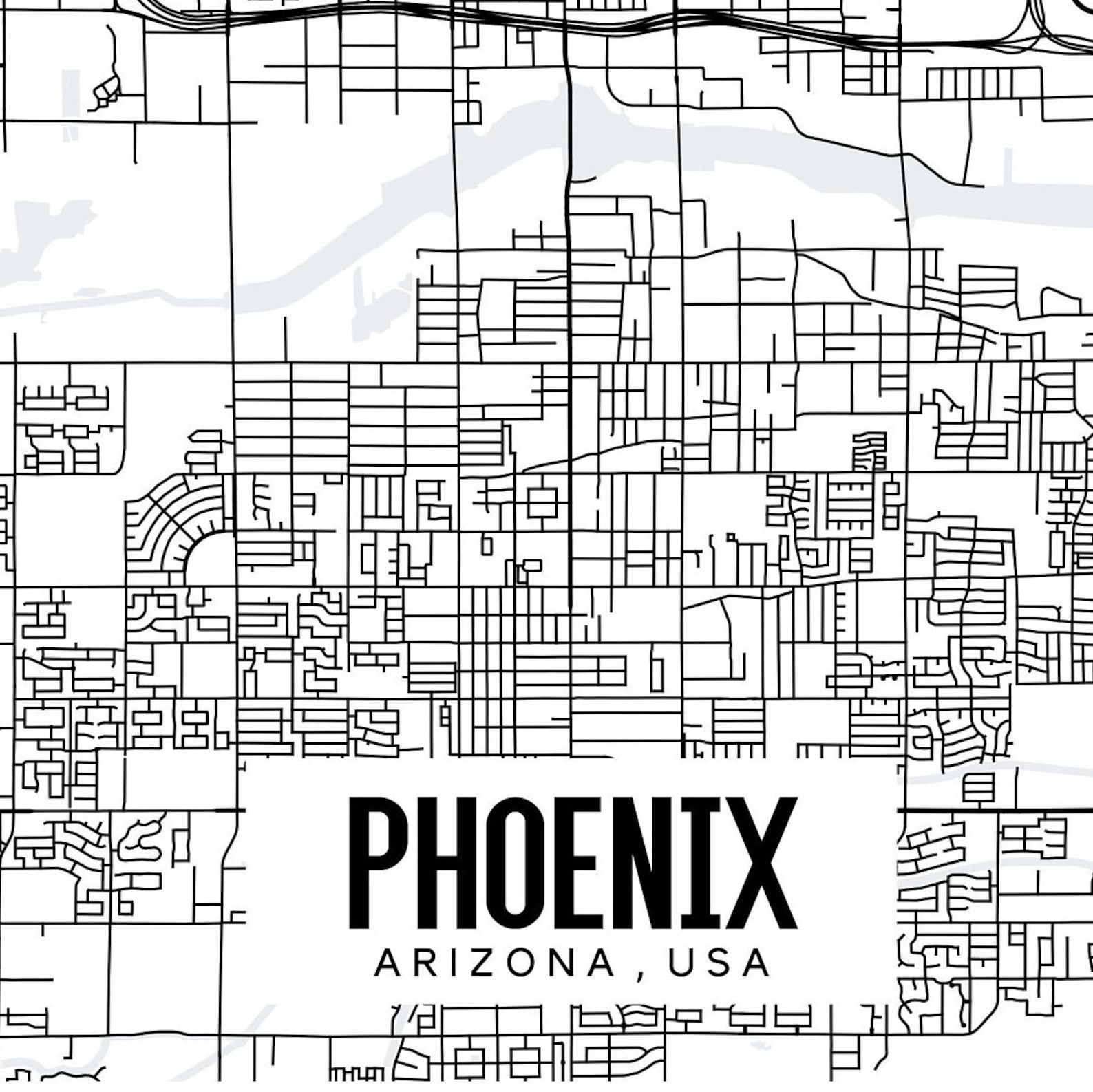 Mapa de Phoenix Arizona imprimible arte del mapa de Phoenix - Etsy México