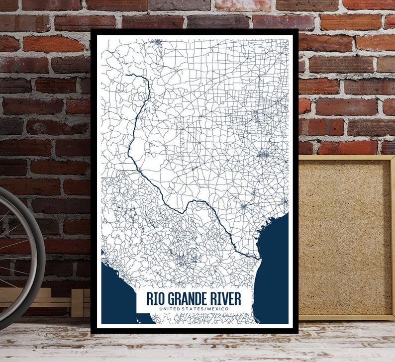 Rio Grande River Printable Map Poster Rio Grande Map Rio | Etsy