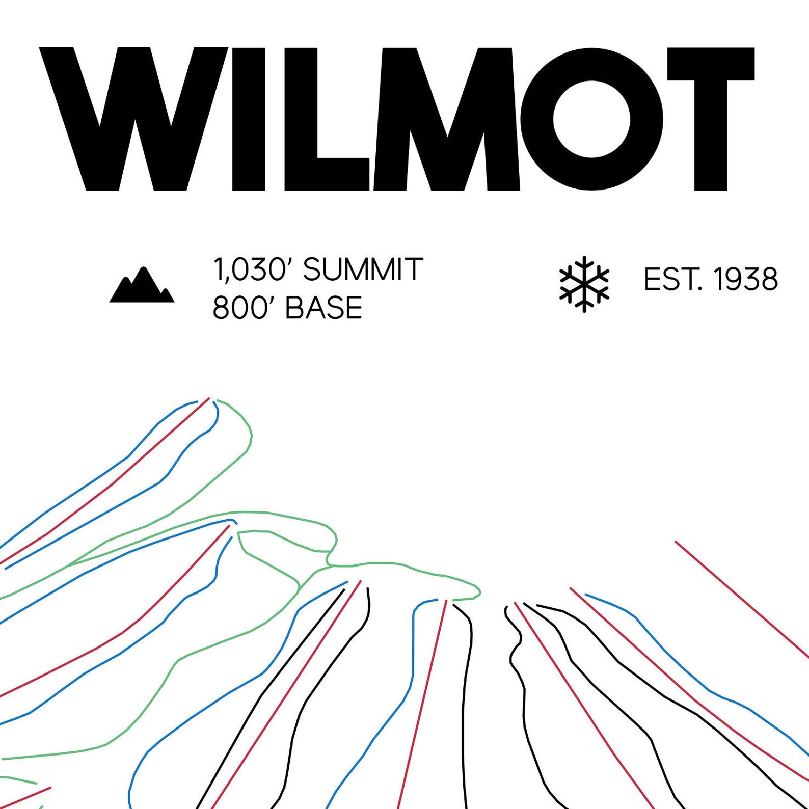 Wilmot Mountain Printable Ski Map Wilmot Mountain Trail Map - Etsy