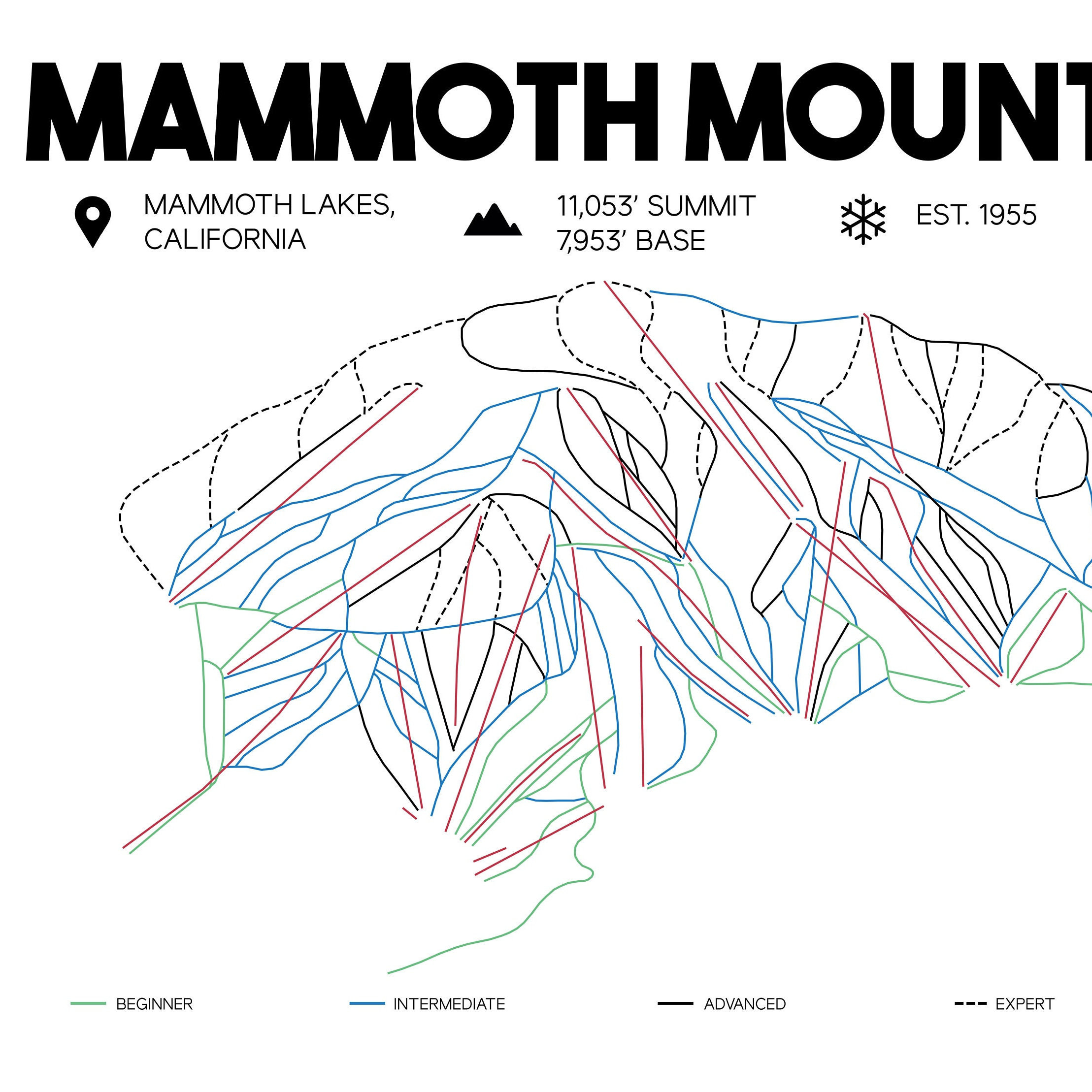 Mammoth Mountain Map Mammoth Calfornia Printable Ski Map - Etsy