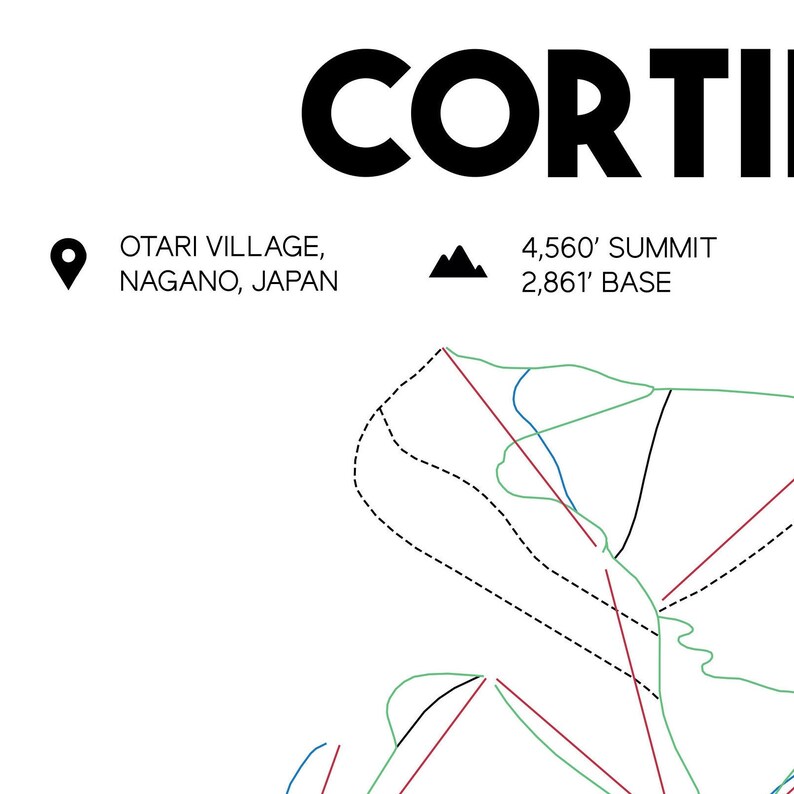 Cortina Hakuba Japan Printable Ski Resort Map | Etsy