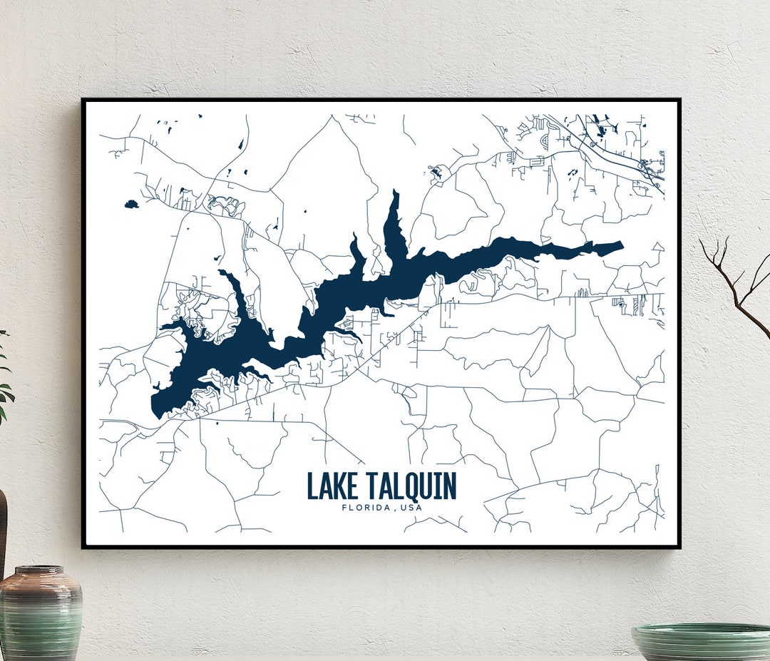 Lake Talquin Florida Printable Map, Lake Talqiun FL, Minimalist Map Art ...