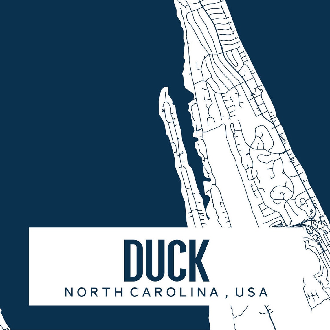 Duck North Carolina Printable Map Outer Banks NC Wall Art - Etsy