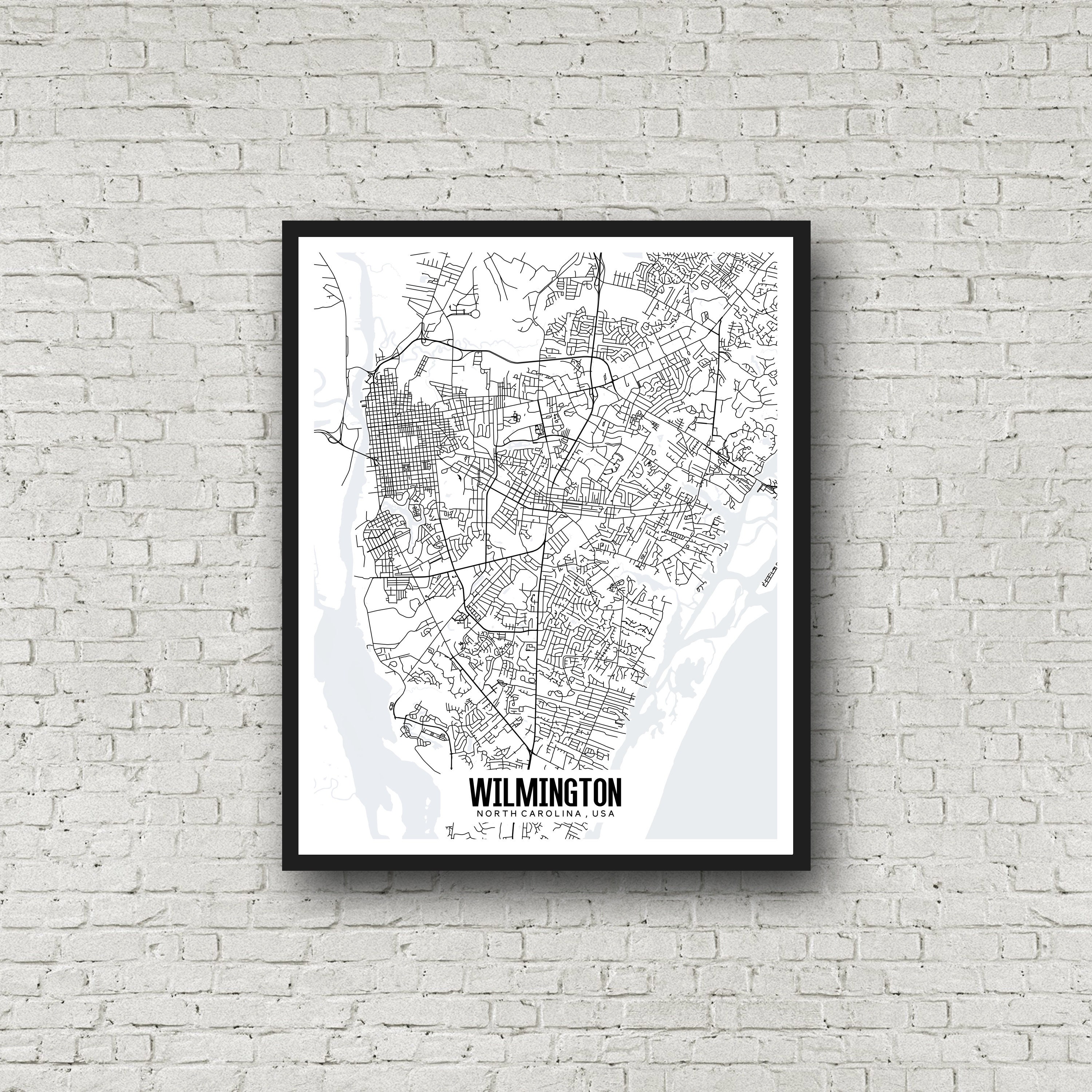 Wilmington North Carolina Printable Map, Wilmington NC Map Art, North ...