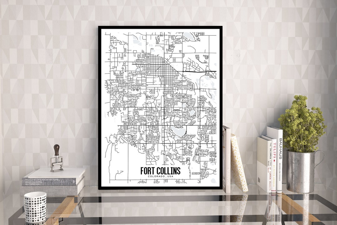 Fort Collins Colorado Printable Map Fort Collins CO Colorado - Etsy
