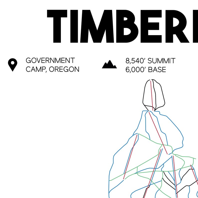 Timberline Ski Resort Printable Map 16x20 | Etsy