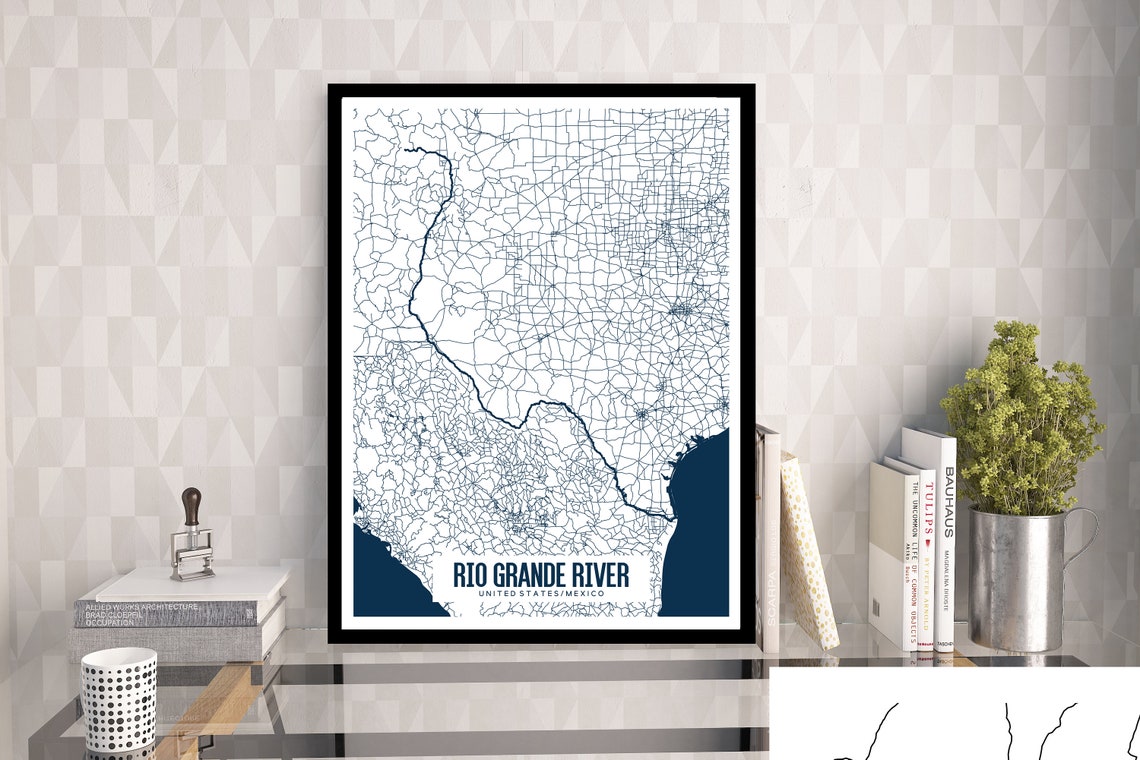 Rio Grande River Printable Map Poster Rio Grande Map Rio | Etsy