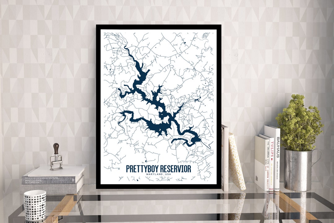 Prettyboy Reservoir Maryland Printable Map Maryland Wall Art - Etsy