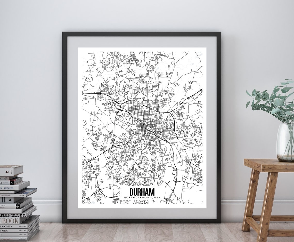 Durham North Carolina Map Printable Printable Map for Office | Etsy
