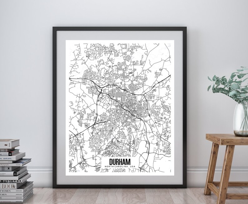 Durham North Carolina Map Printable Printable Map for Office | Etsy