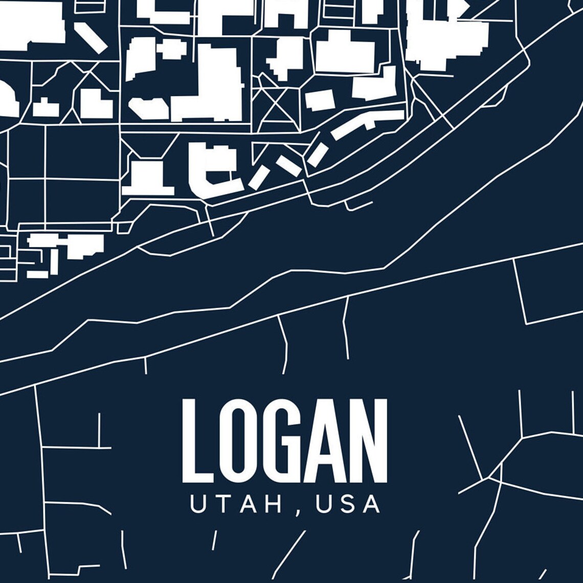 Logan Utah Printable Map Utah. campus map gift for college | Etsy