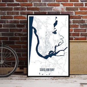 Siuslaw Bay Oregon Printable Map, Siuslaw River Map, Florence Oregon ...