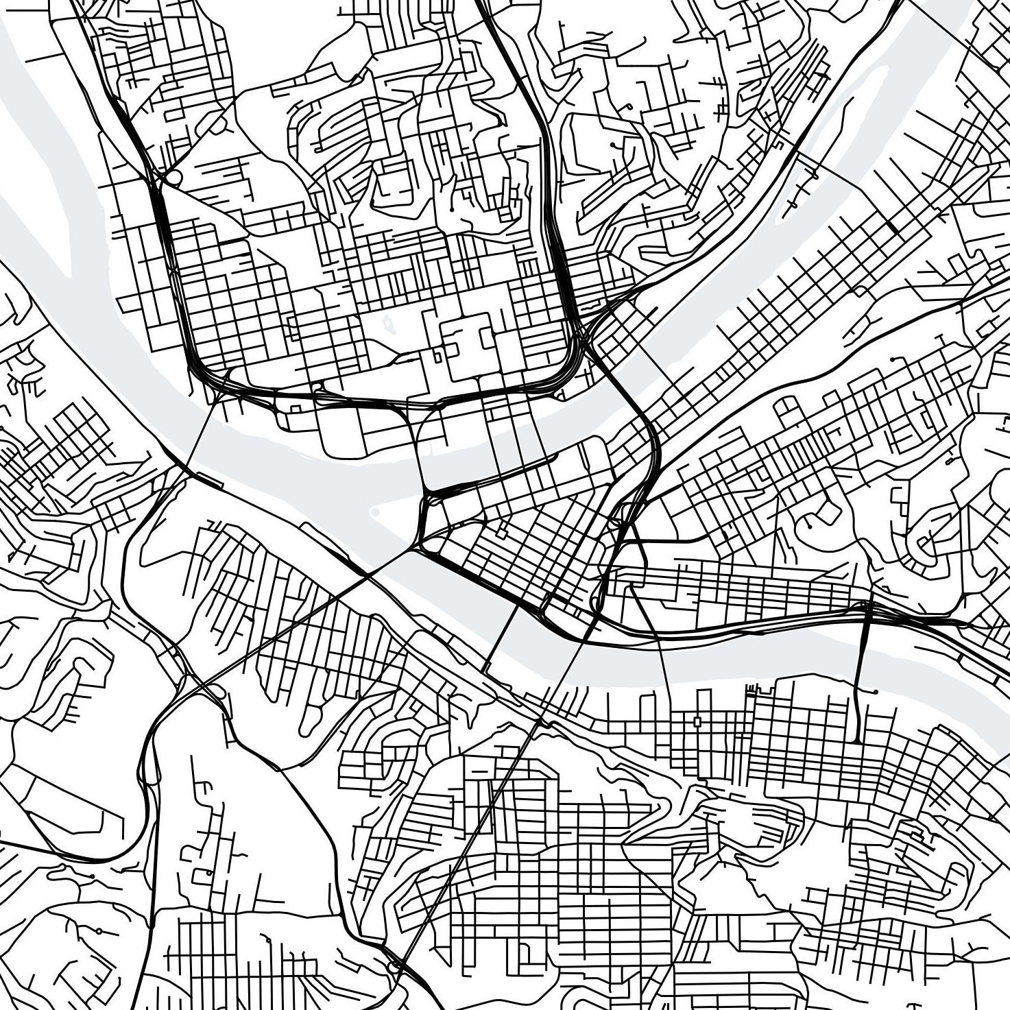 Pittsburgh Pennsylvania Map Printable Pittsburgh City Map - Etsy