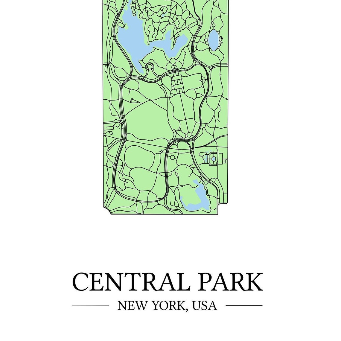Central Park Map Printable NYC Map Poster Central Park Wall - Etsy Canada