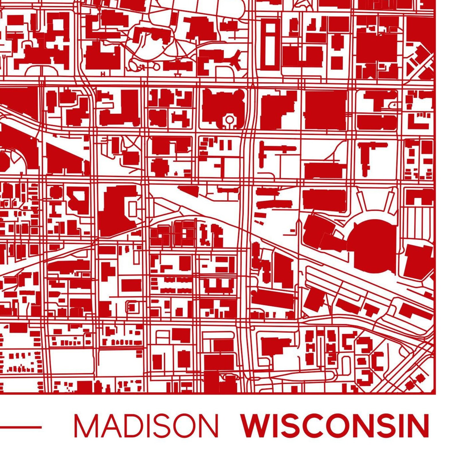 Madison Wisconsin printable map Wisconsin campus map gift | Etsy