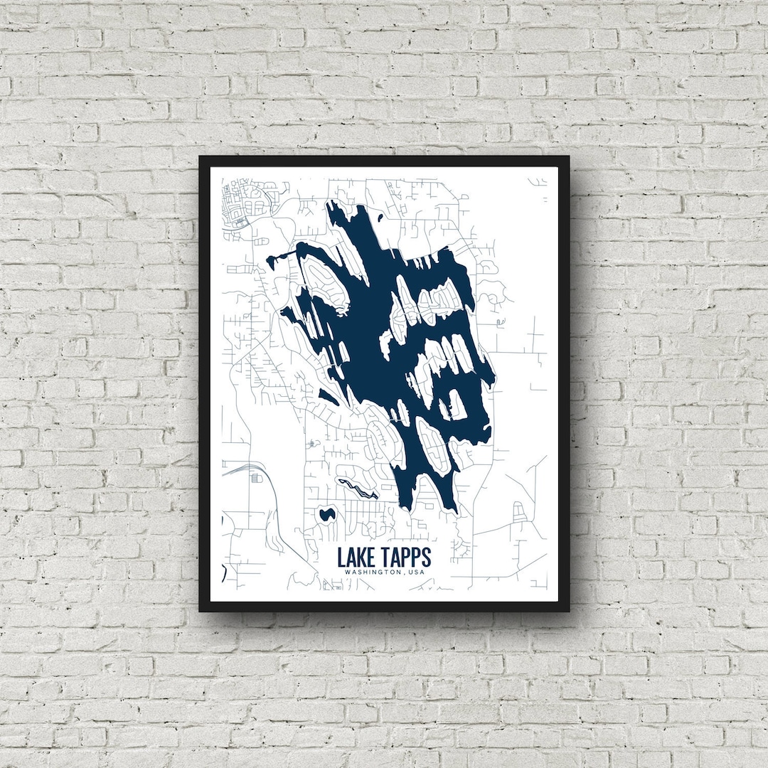 Lake Tapps Washington Printable Map, Lake Tapps Wall Art, Lake Tapps ...