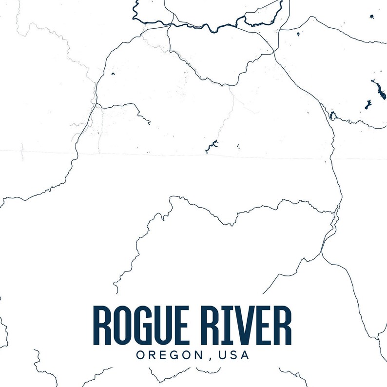 Rogue River Oregon Printable Map Rogue River Map Crater Lake - Etsy