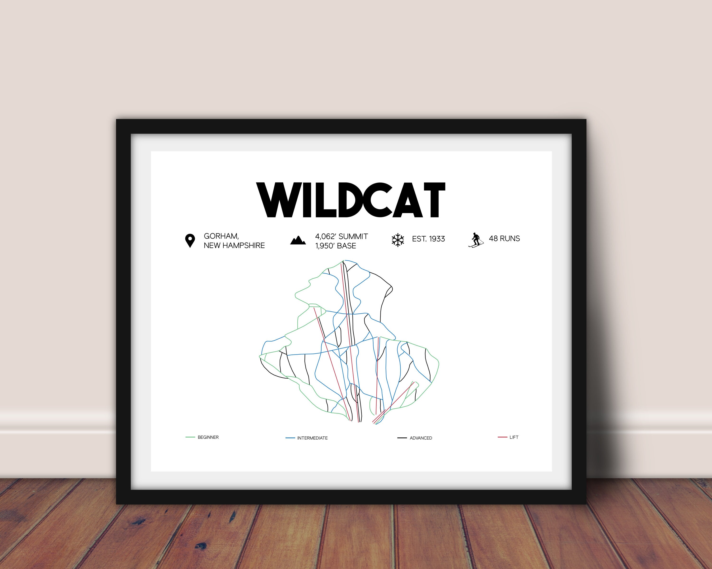 Wildcat Mountain Printable Ski Resort Map Ski Map - Etsy