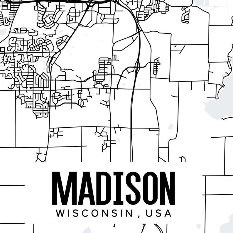 Madison Wisconsin Map Printable Printable Map for Office | Etsy