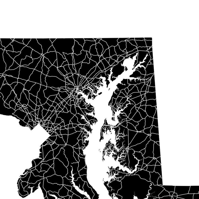 Map of Maryland Printable Maryland Map Printable MD Decor - Etsy