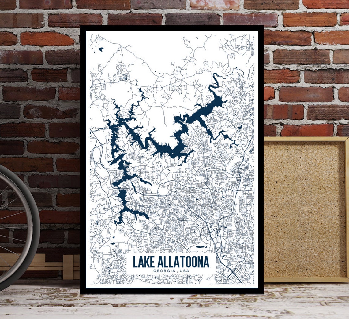 Lake Allatoona Georgia Printable Map Lake Allatoona Map Art - Etsy