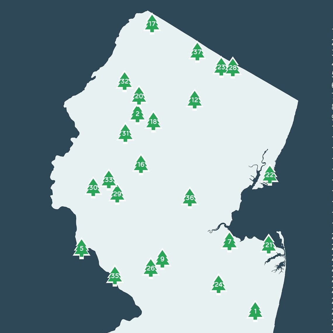 New Jersey State Parks Map Printable 16x20 Gift | Etsy
