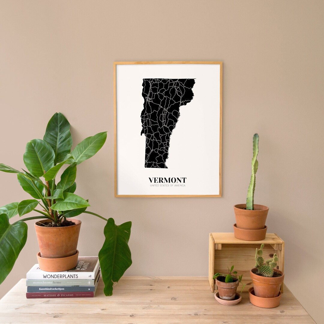 Map of Vermont Printable, Vermont Map Print, Printable VT Map Poster ...