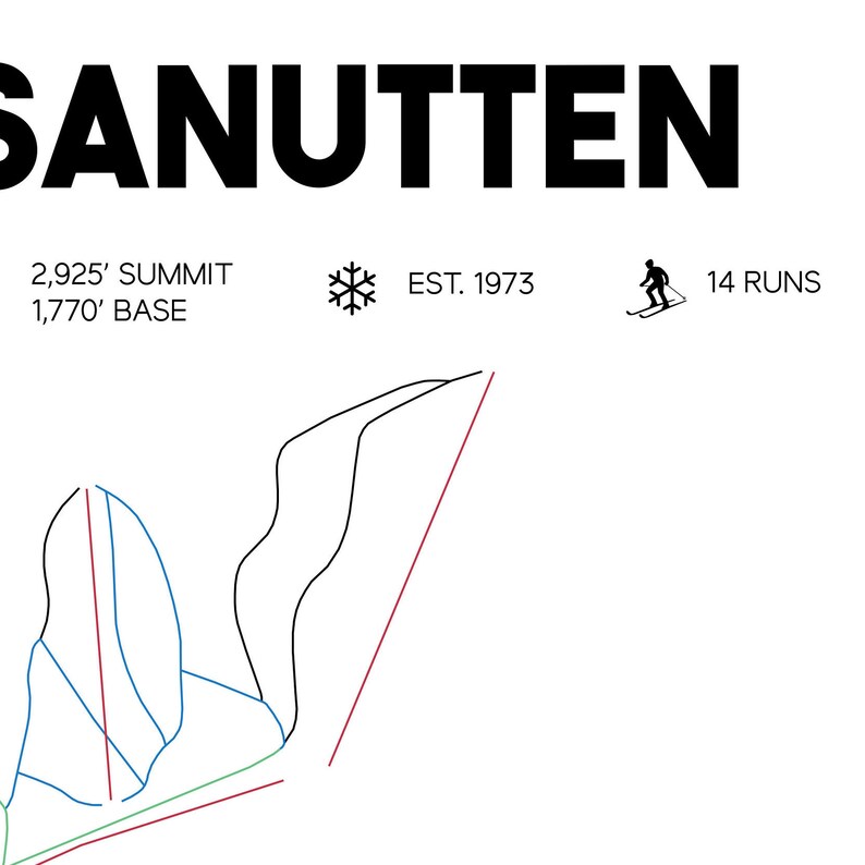 Massanutten Virginia Printable Ski Map 16"x"20", Massanutten Resort Map ...