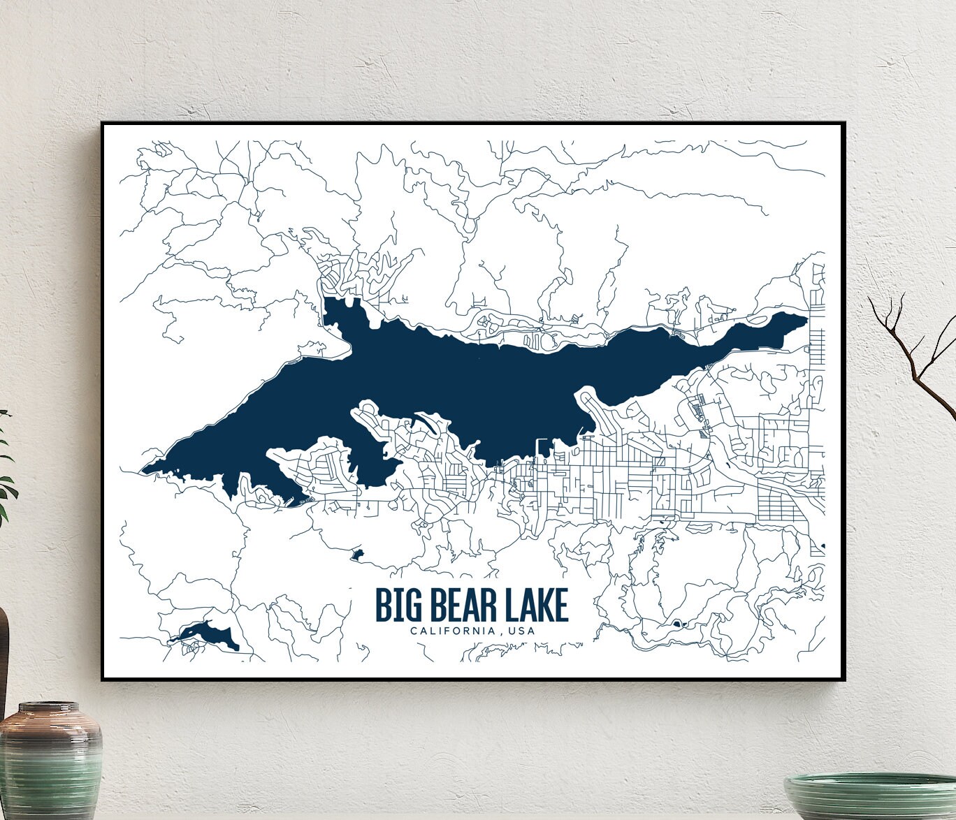 Big Bear Lake Printable Map Big Bear Lake Wall Art | Etsy