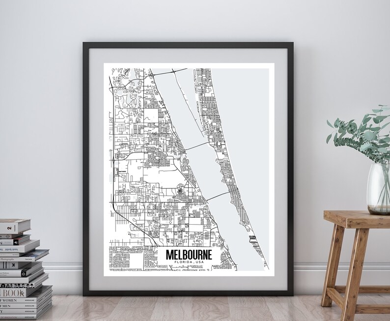 Melbourne Florida Map Printable Melbourne FL Map Art - Etsy