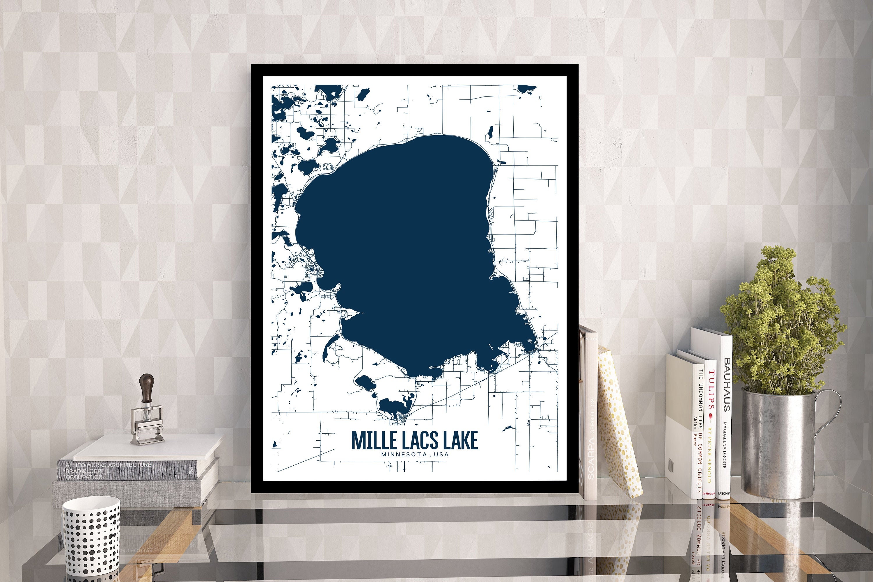 Mille Lacs Lake Printable Map Mille Lacs Lake Poster Mille - Etsy