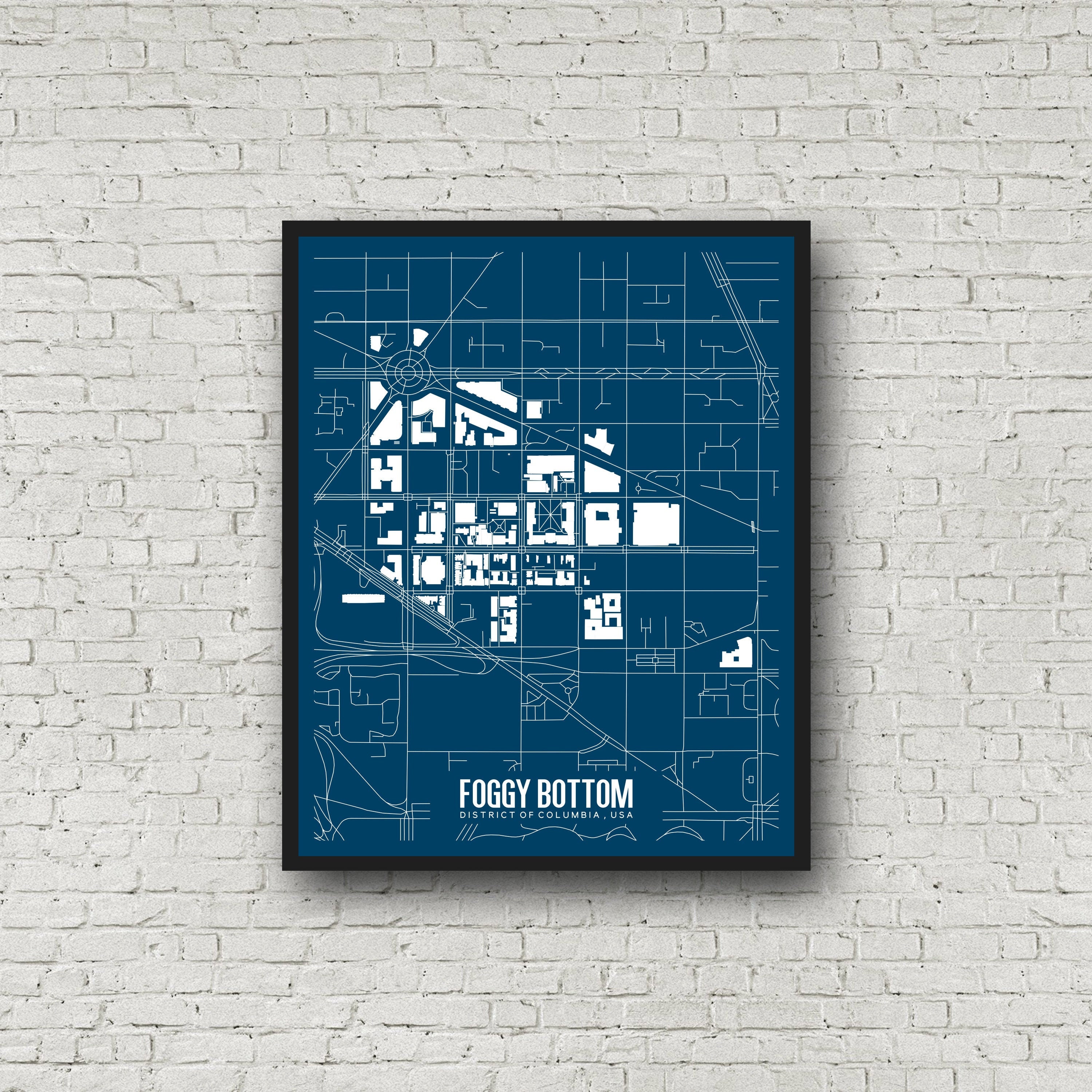 Foggy Bottom Washington D.C. Map, DC Wall Art, George Washington Map ...