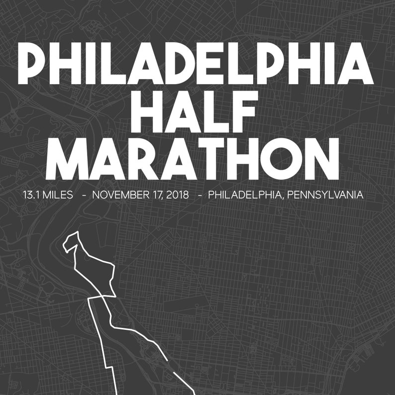 2018 Philadelphia Half Marathon Map Printable Philly Half - Etsy