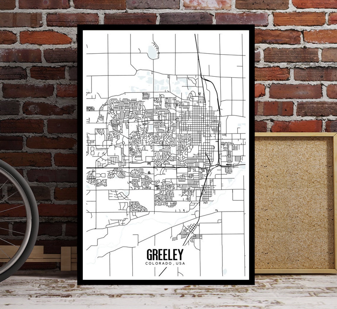 Greeley Colorado Printable Map Greeley Colorado Wall Decor - Etsy