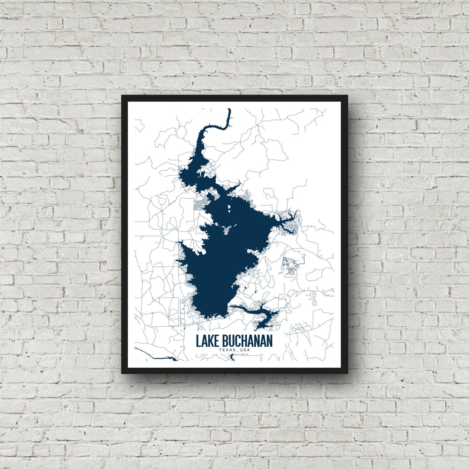 Lake Buchanan Texas Printable Map Lake Buchanan Wall Art - Etsy