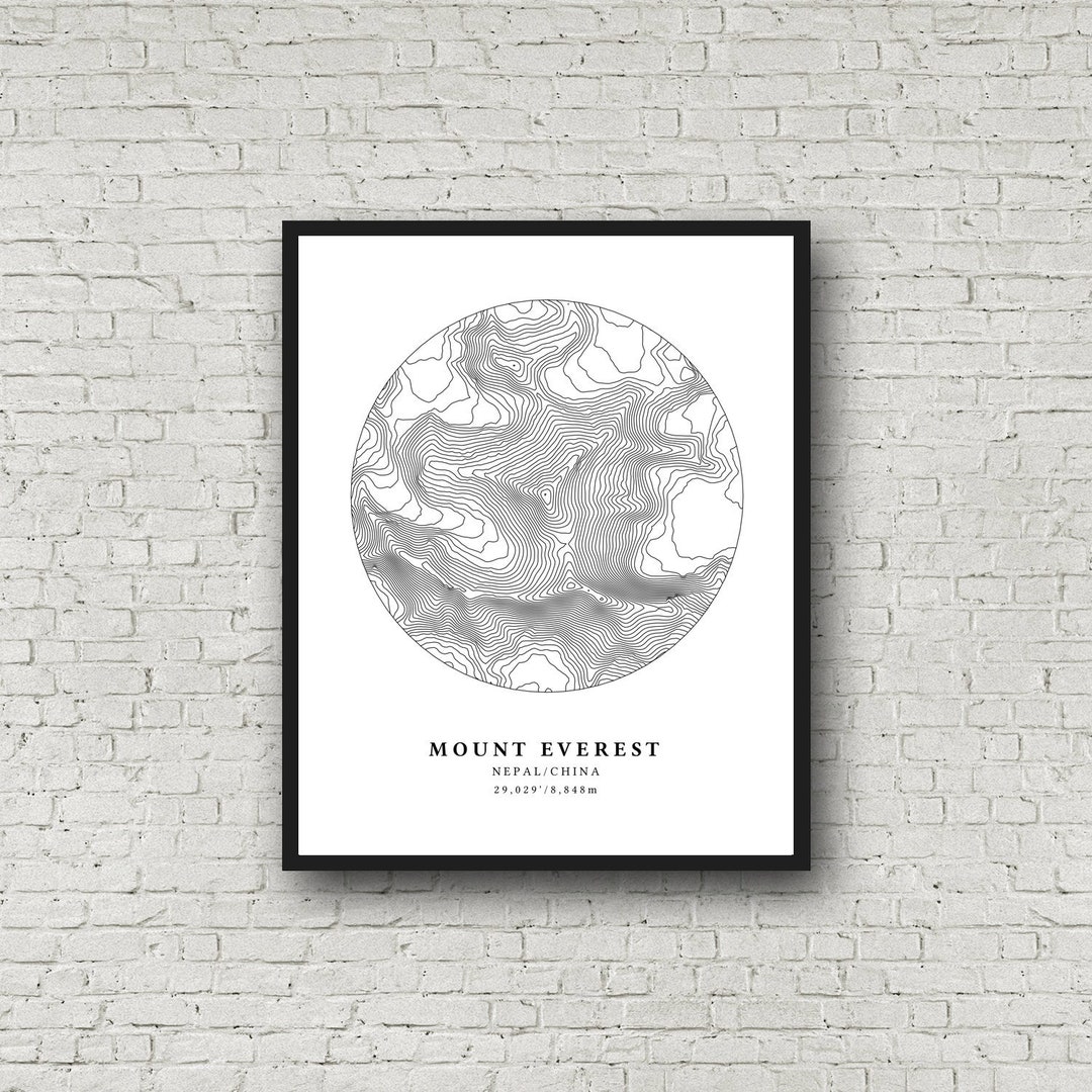 Mount Everest Printable Topographic Map, Mount Everest Nepal Map, Mount ...