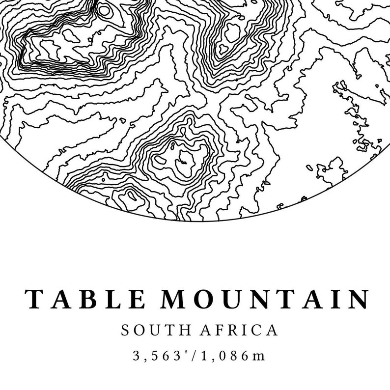 Table Mountain Topographic Map Cape Town Map South Africa | Etsy
