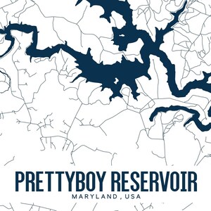 Prettyboy Reservoir Maryland Printable Map Maryland Wall Art - Etsy