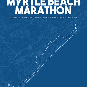 2018 Myrtle Beach Marathon Printable Race Route, Marathon Map Art ...