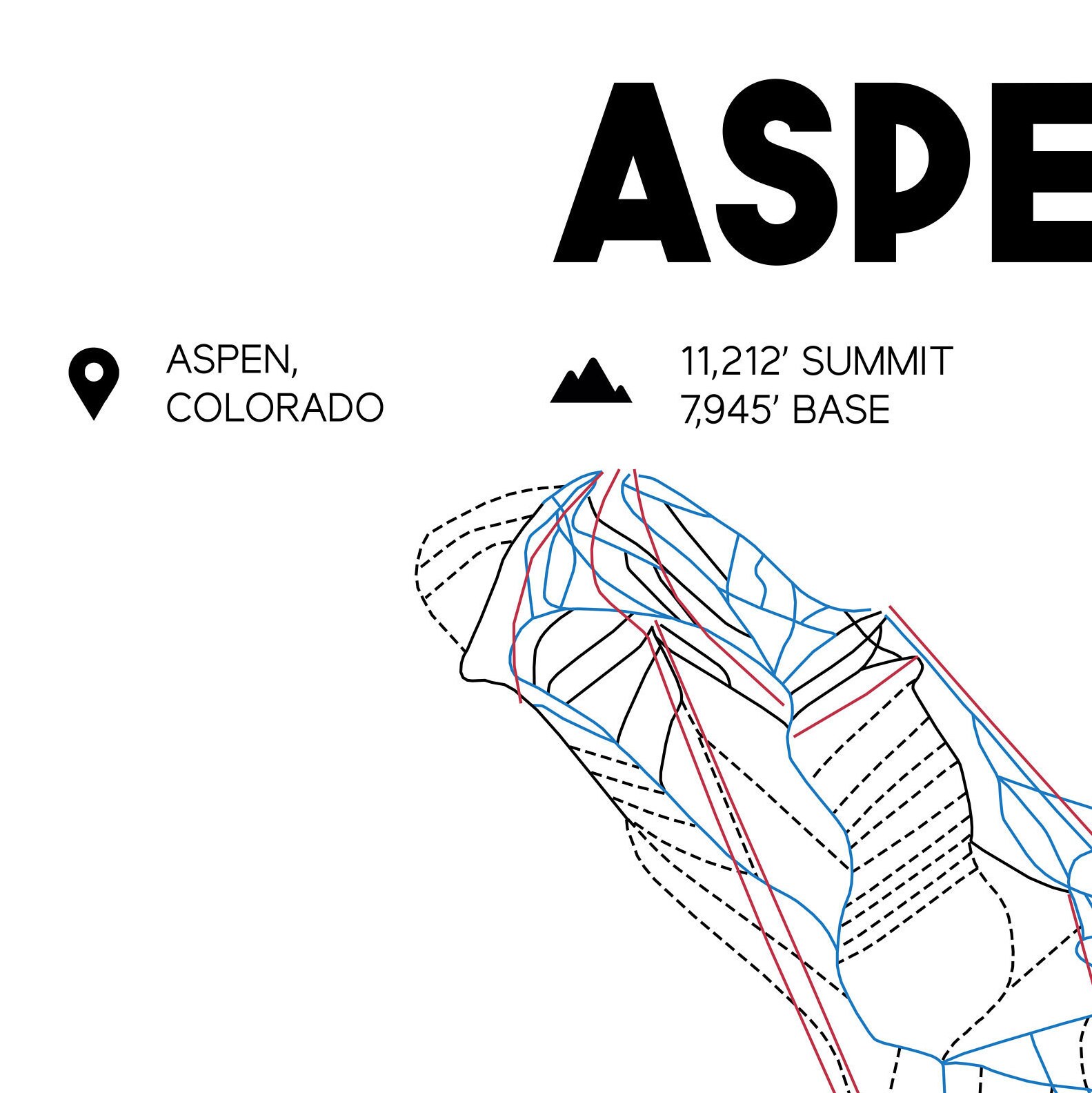 Aspen Colorado Printable Ski Map 16x20 - Etsy
