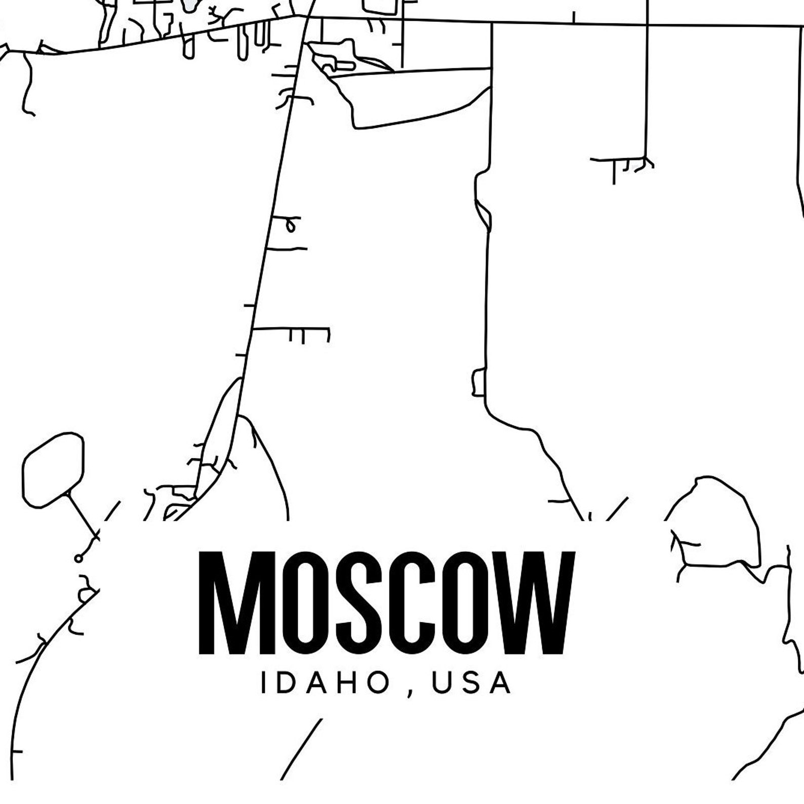 Moscow Idaho Printable Map City Map Art Moscow ID Wall Art | Etsy