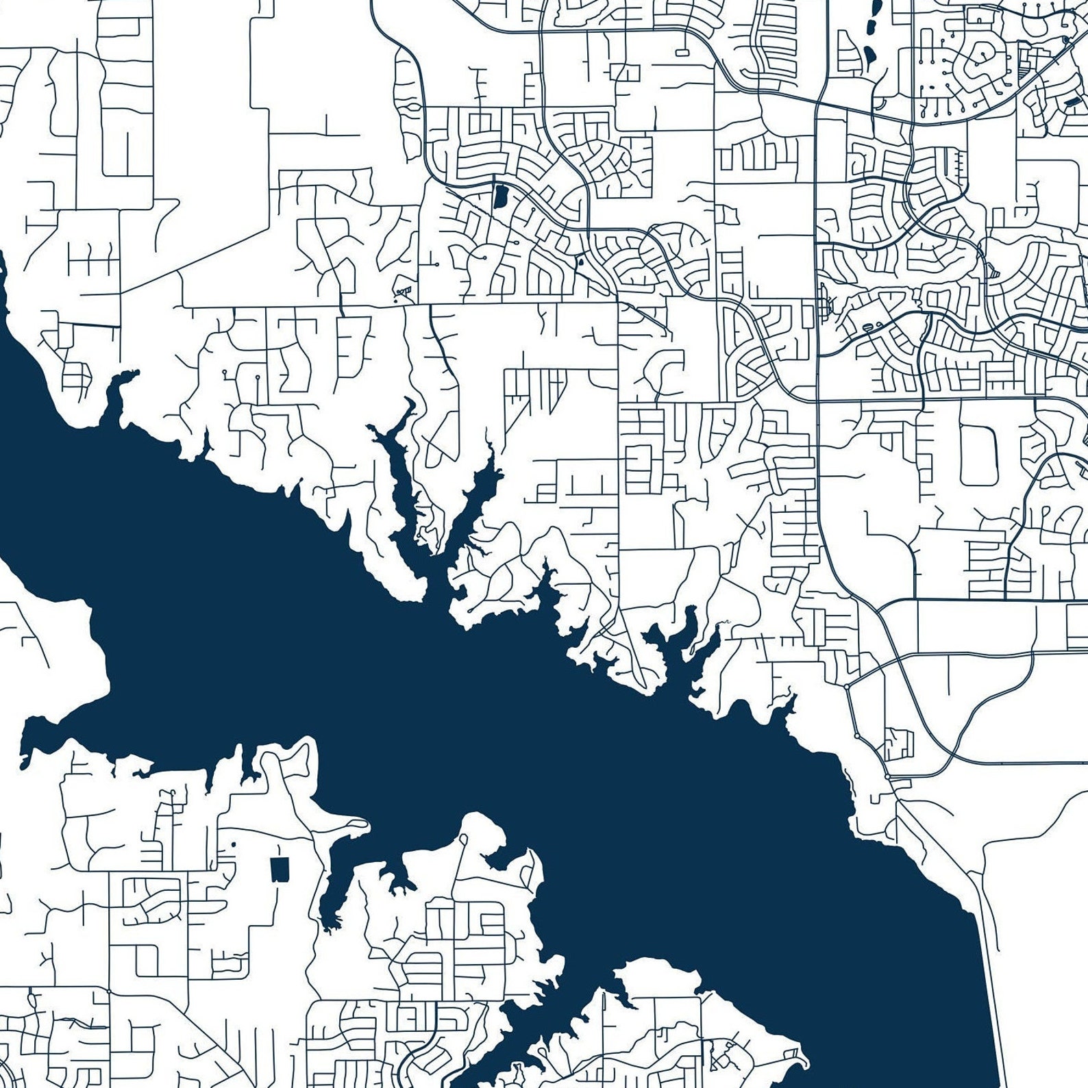 Grapevine Lake Texas Printable Map, Grapevine Lake Wall Art, Lake Map ...